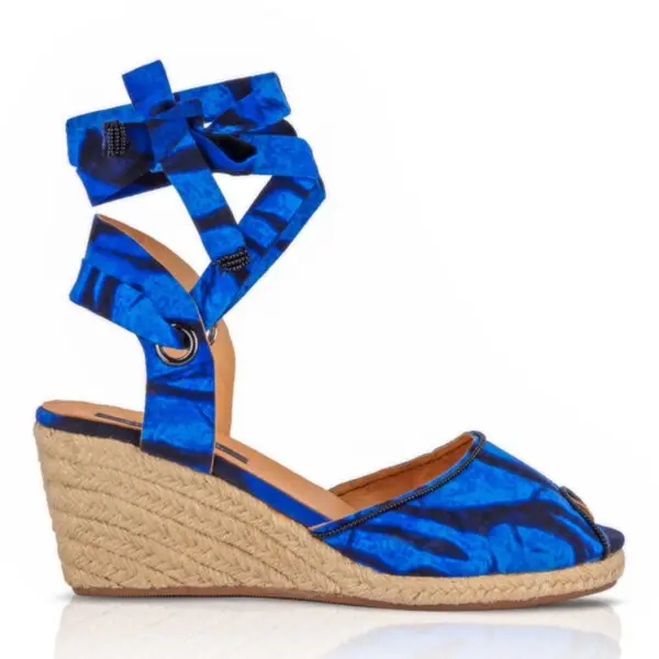 MIRIAM BELLA Gaia Ocean Spirit Espadrille Wedge Sandals - Blue