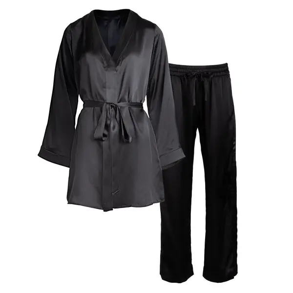 JE MÉRITE (I DESERVE) Silk Shirt Dress & Tuxedo Pant Set - Black