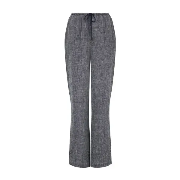 THE SUMMER EDIT Linen Drawstring Trouser - Blue