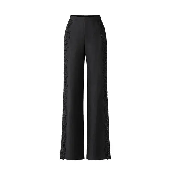 MAVLO Midnight Bloom Embroidered Palazzo Pants