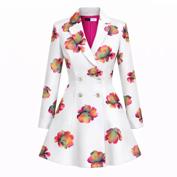 RICHA SHARMA Floral Print Blazer Dress - White/orange/pink