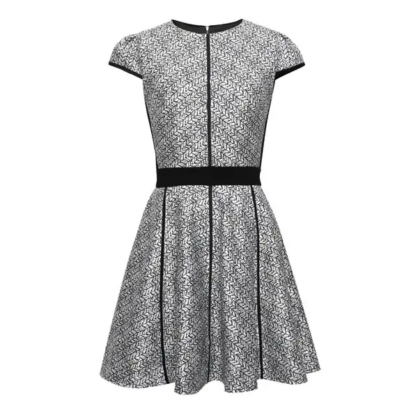 SMART AND JOY Fit-and-flare Printed Suede Dress