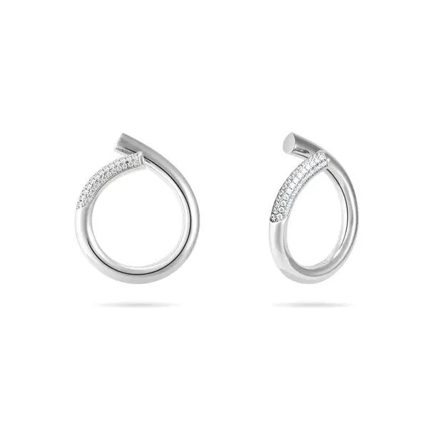 MEULIEN Silver Open Twist Waterdrop Ring - Silver/white