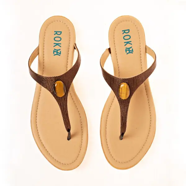ROKHZ 12:12 Chocolate Serpentine Tiger Eye Sandals - Brown