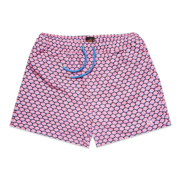 EIGHT X Printed Swim Trunks With Drawstring Bag - Blue/red