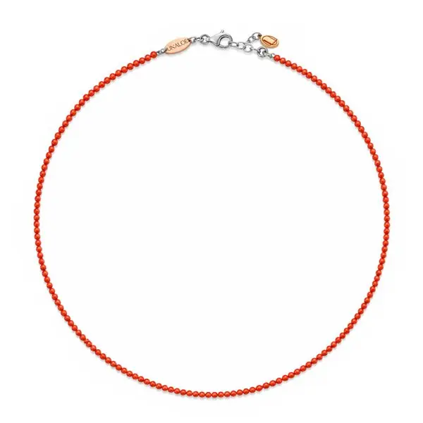 UNALOE Sterling Silver Mediterranean Red Coral Necklace - Silver/red