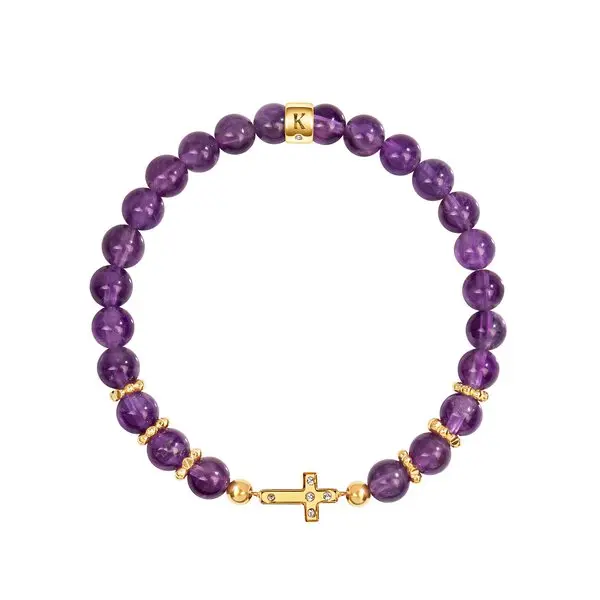 KARMA AND LUCK Amethyst Cross Charm Bracelet - Purple