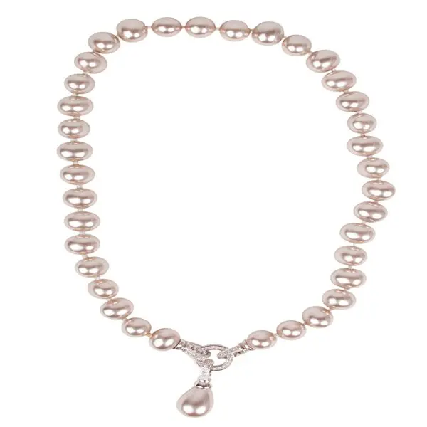 Saachi Crystal Pearl Dangle Necklace - Silver