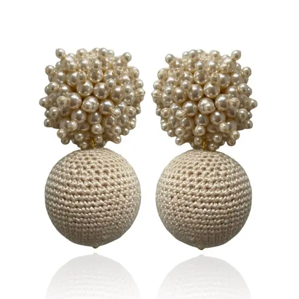 PINAR OZEVLAT Dandelion Bon Bon's Pearl Earrings - Yellow