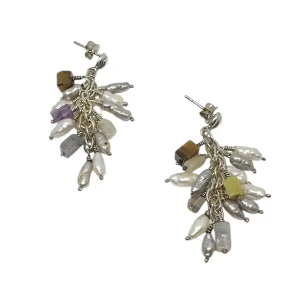 TG-JEWELLERY BY TAMARA GERVASIO Grappolo Gemstone Drop Earrings - Silver