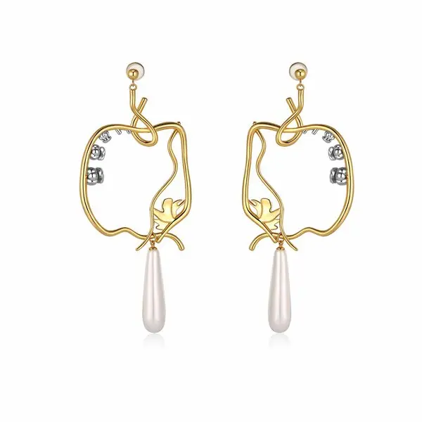 RETRO CHIC Lily Of The Valley Earrings - Gold/white
