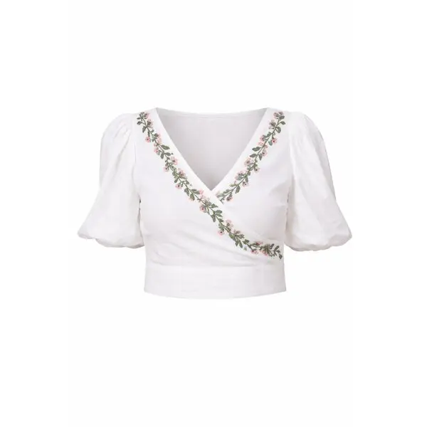 ASHITA FERNANDES Floral Printed Linen Crop Top