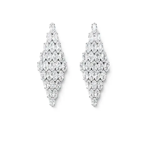MAISON DE GALA Marquise Crystal Statement Earrings - Silver