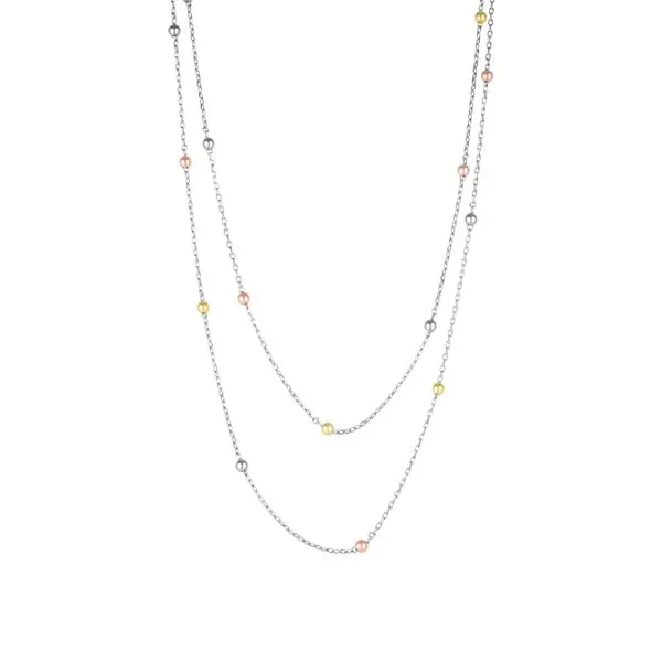 SPERO LONDON Dorissa Multicolour Beaded Double Necklace - Gold/rose Gold/silver