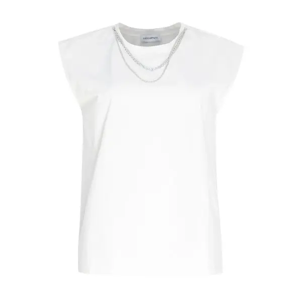 CIRCULAR PATH Sleeveless Round Neck T-shirt With Necklace
