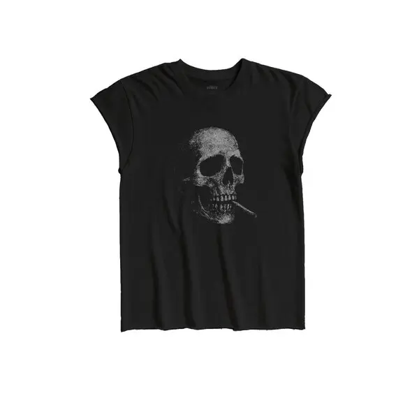 OTHER UK Smoking Skull Rocker Tee - Black
