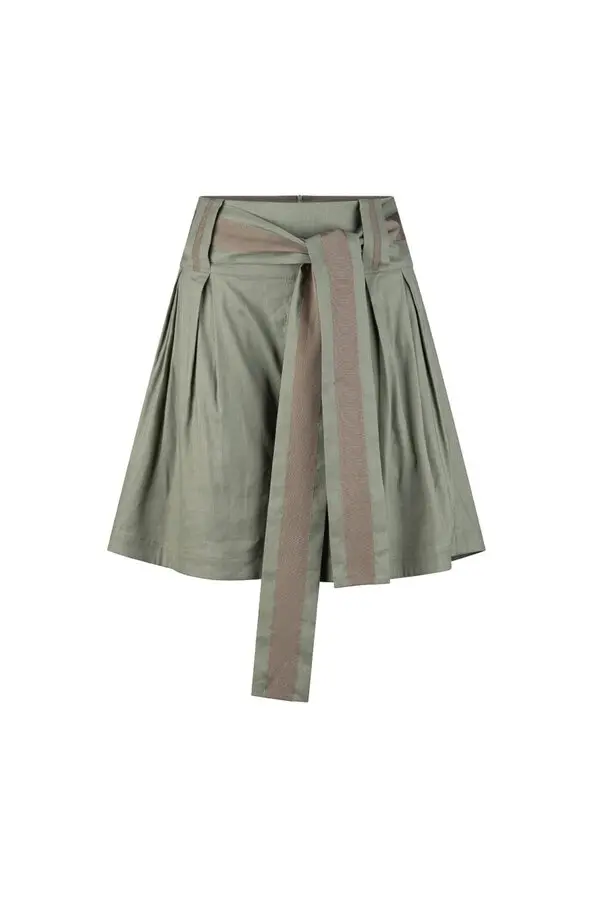 DREF Florence High-waist Linen Short - Green