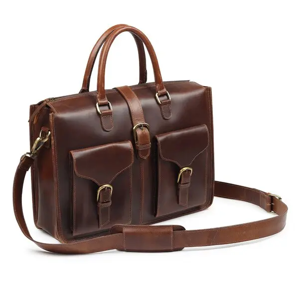 DÖTCH LEATHER Garrison Leather Messenger Laptop Bag - Brown