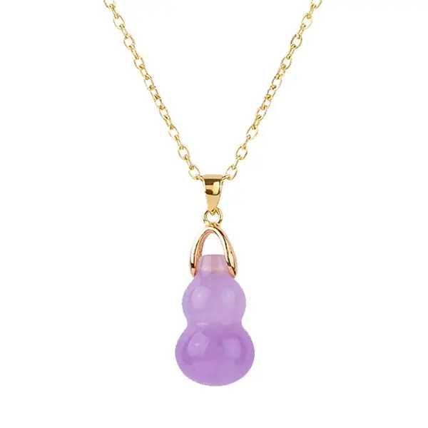 SEREE Hulu Jade Stone Pendant Necklace - Purple