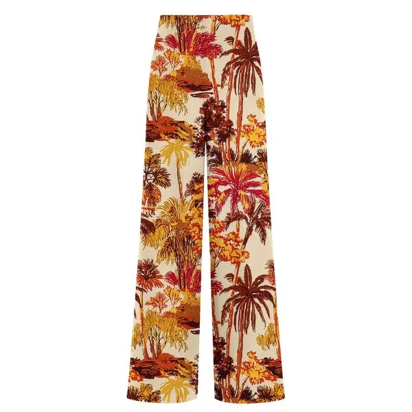 ALOHA FROM DEER Tropical Print Wide Leg Trousers