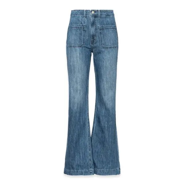 NOEND Daphine Sailor Pocket Mid Rise Wide Leg Jeans - Blue