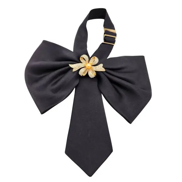 NANDANIE Crystal Embellished Bow Brooch - Black