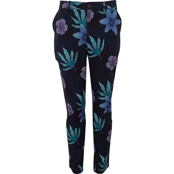 LORDS OF HARLECH Charles Floral Memory Pant - Blue