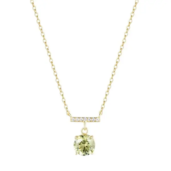 KAMARIA Birthstone Solitaire And Crystal Bar Necklace - Yellow
