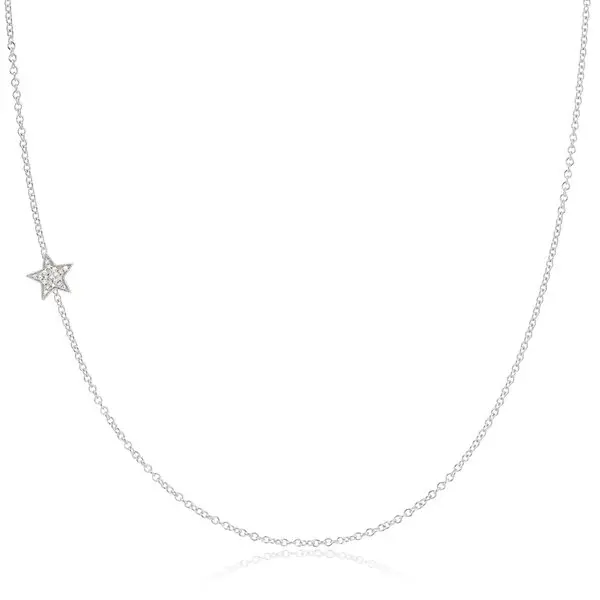 Maya Brenner Designs 14k Gold Asymmetrical Charm Necklace With Diamond Pavé Star - White