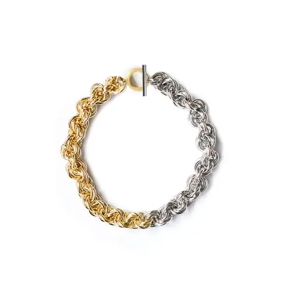 ADRIANA PAPPAS DESIGNS Mixed Metal Chain Bracelet - Gray/yellow