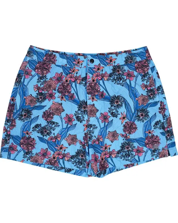 LORDS OF HARLECH Printed Stretch Nylon Swim Shorts - Blue