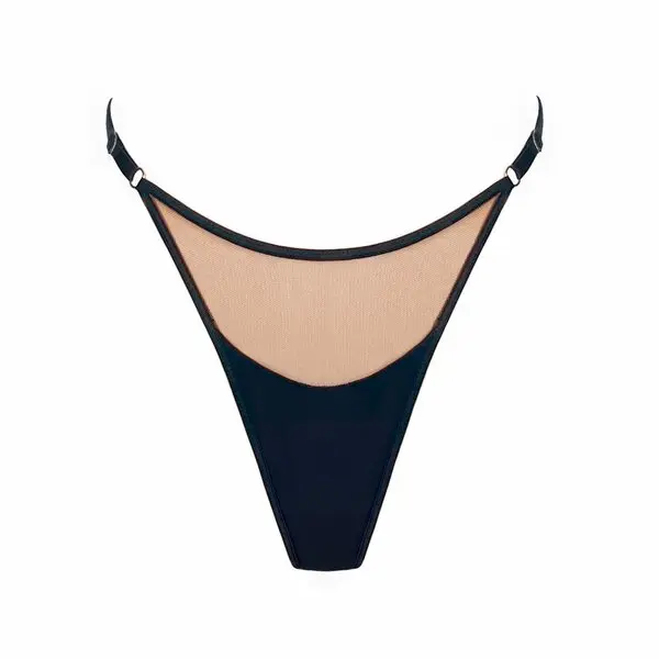 MONIQUE MORIN LINGERIE Core Ajustable Thong - Black