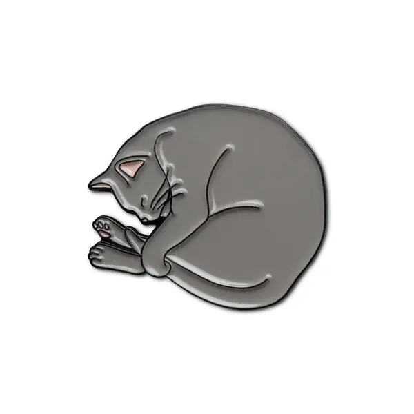 MAKE HEADS TURN Sleeping Cat Enamel Pin - Grey/black