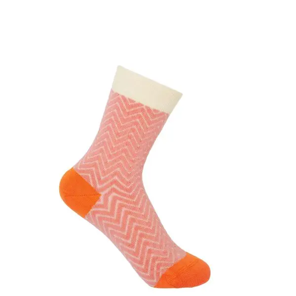 PEPER HAROW - MADE IN ENGLAND Zigzag Crew Socks - Pink