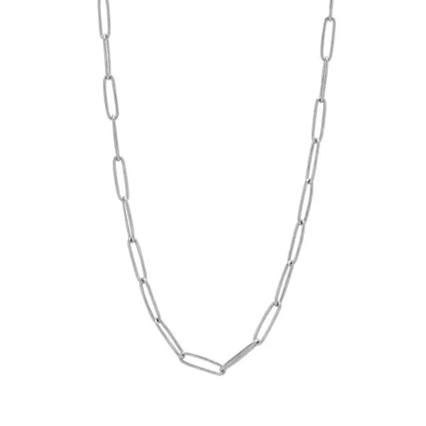 SPERO LONDON Large Rectangular Sterling Chain Necklace - Silver