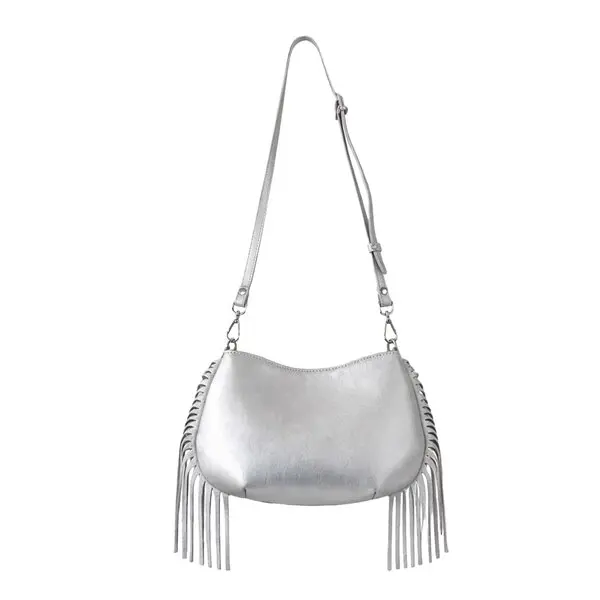 F3ROG BY RANA Mini Gordon Fringe Crossbody Bag - Silver