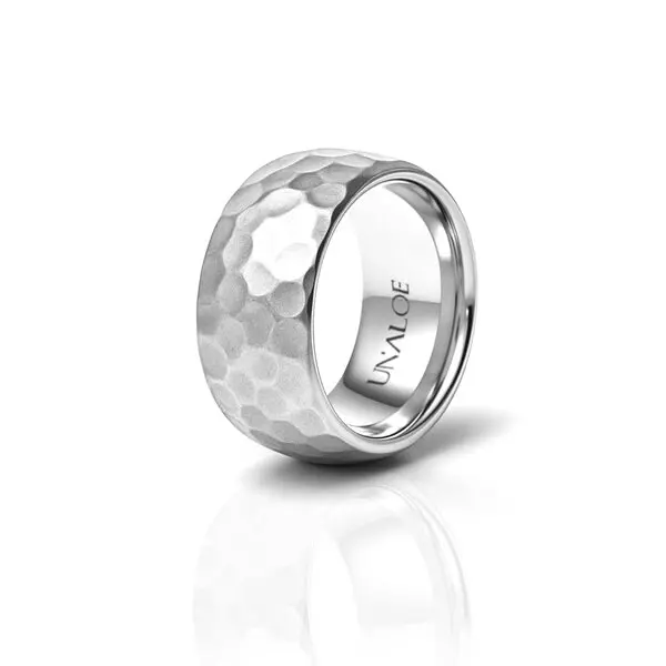 UNALOE Hammered Sterling Domed Wide Band Ring - Silver