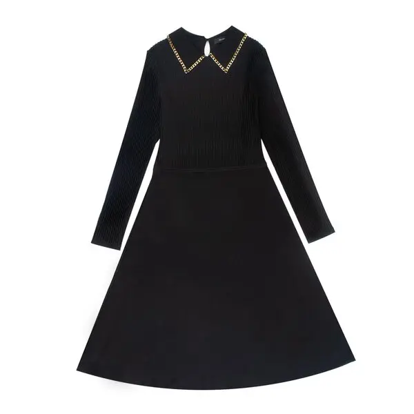 ROCH PEREL Chain Collar Knit Midi Dress