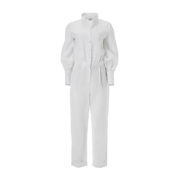 LITA COUTURE Summer Breeze Linen Jumpsuit - White