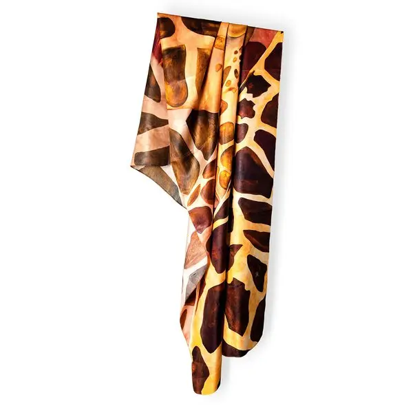 JOSIE'S EDITIONS Giraffe Golden Savannah Silk Twill Scarf - Yellow