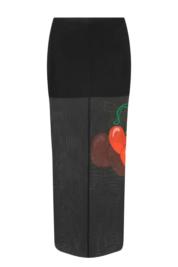 JE TE VEUX Printed Tulle Skirt - Black