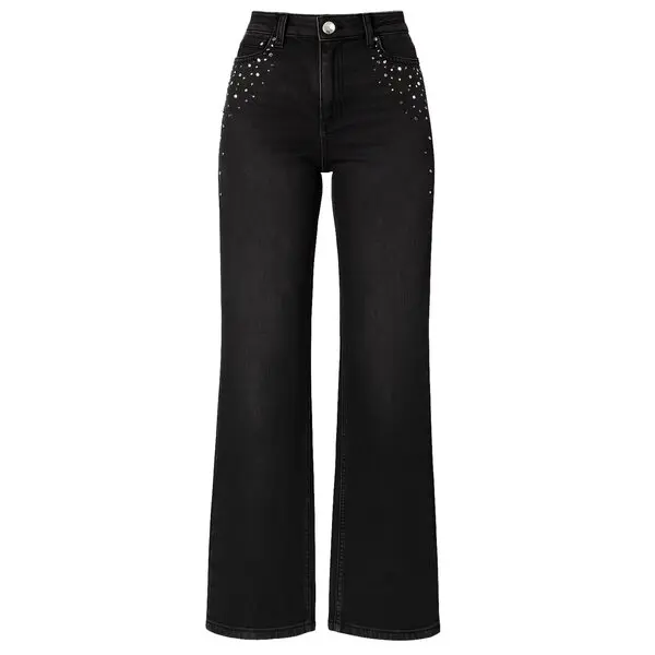 OTTHIE Embellished High-waisted Wide-leg Denim Pants