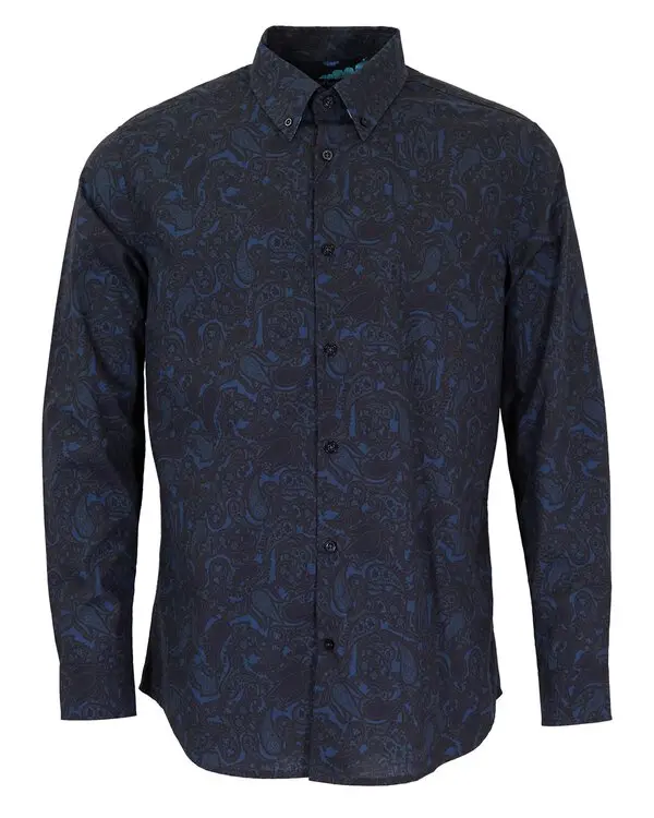 LORDS OF HARLECH Morris Madrid Paisley Shirt Navy - Blue