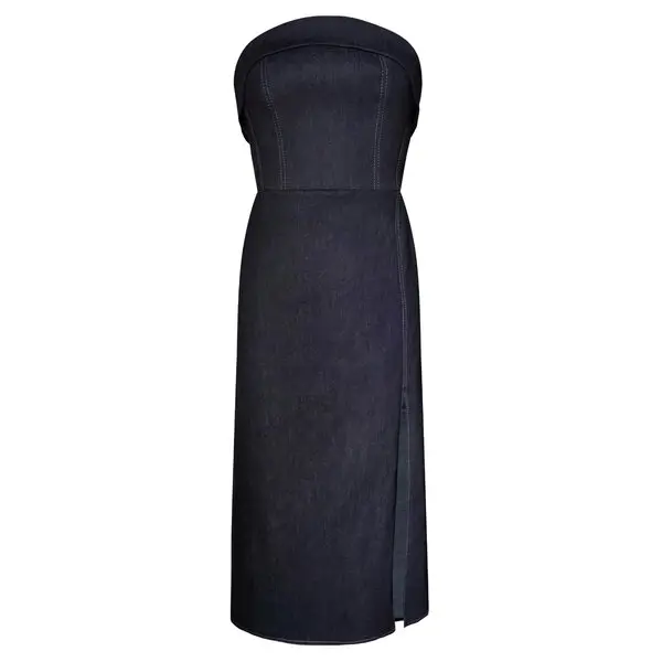 KATHY C VANG Callie Denim Midi Dress - Blue