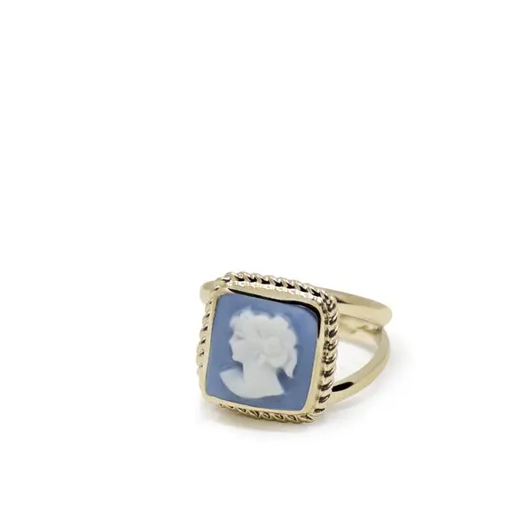 VINTOUCH ITALY The Beloved Gold-plated Cameo Ring - Blue/gold