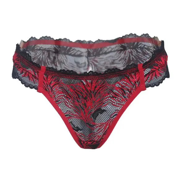 CAROL COELHO Pomegranate Love Lace Tanga - Black