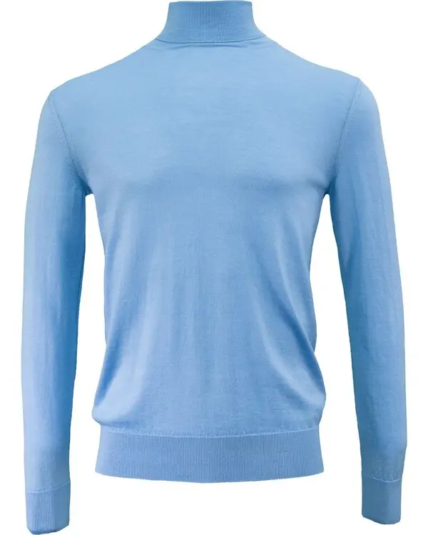 LORDS OF HARLECH Ronan Merino Turtleneck Sweater - Blue