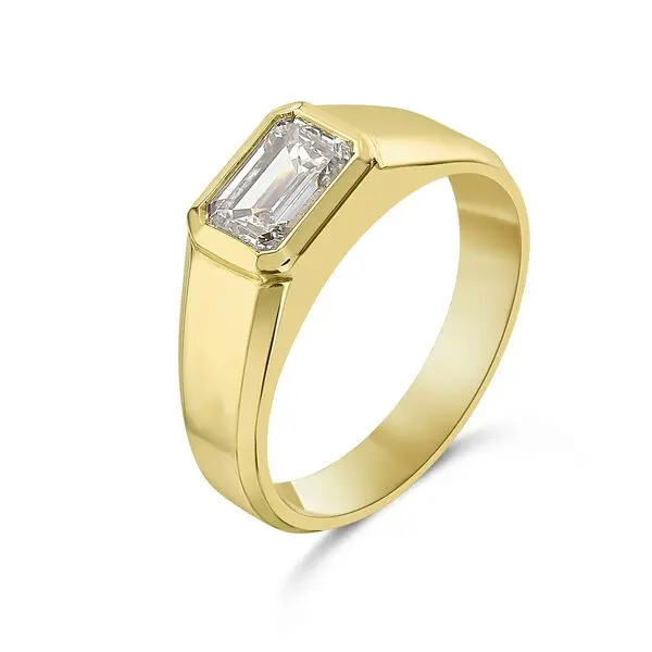 ARTISAN 14k Yellow Gold Lab Grown Diamond Signet Ring - Gold/white