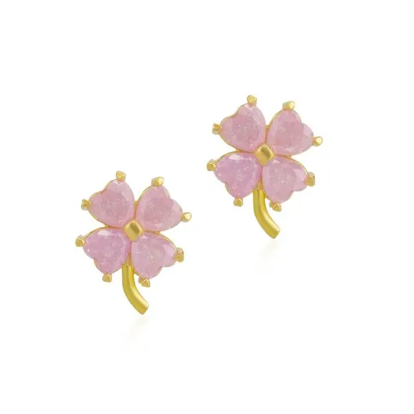 SPERO LONDON Four Leaf Clover Stud Earrings - Gold