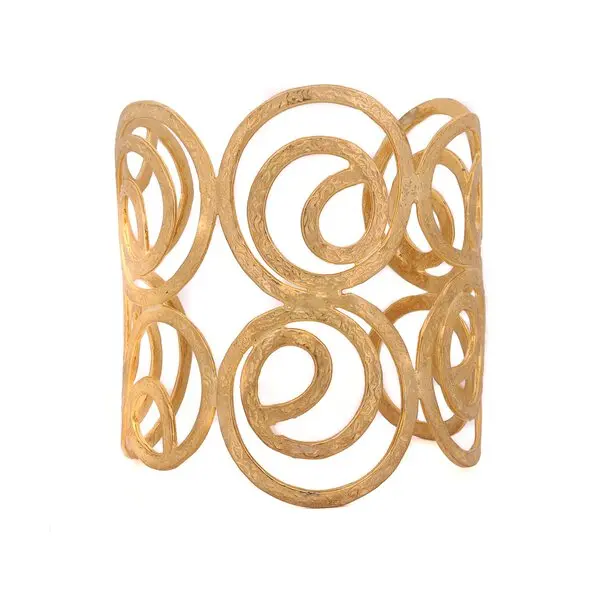 EBRU JEWELRY Spiral Design Chunky Statement Cuff Bracelet - Gold